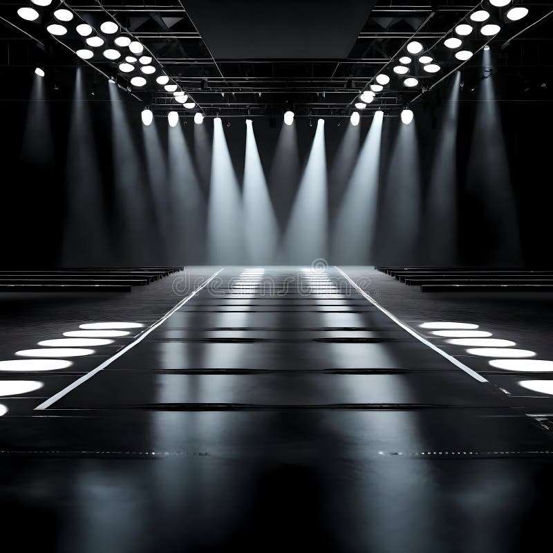 Long and Empty Catwalk with Spotlights - Ai Generated Image Stock ...