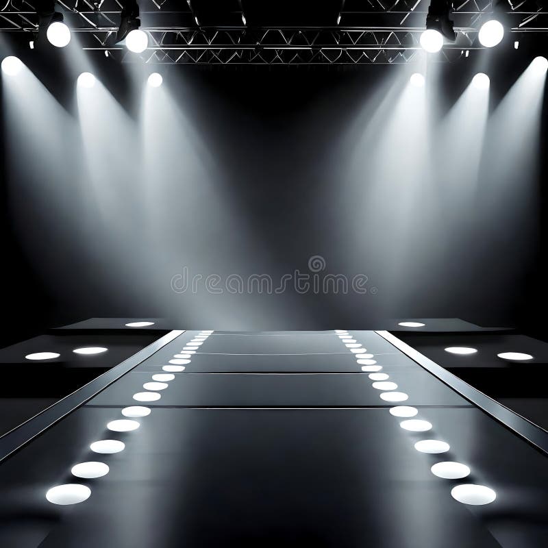 Long and Empty Catwalk with Spotlights - Ai Generated Image Stock ...