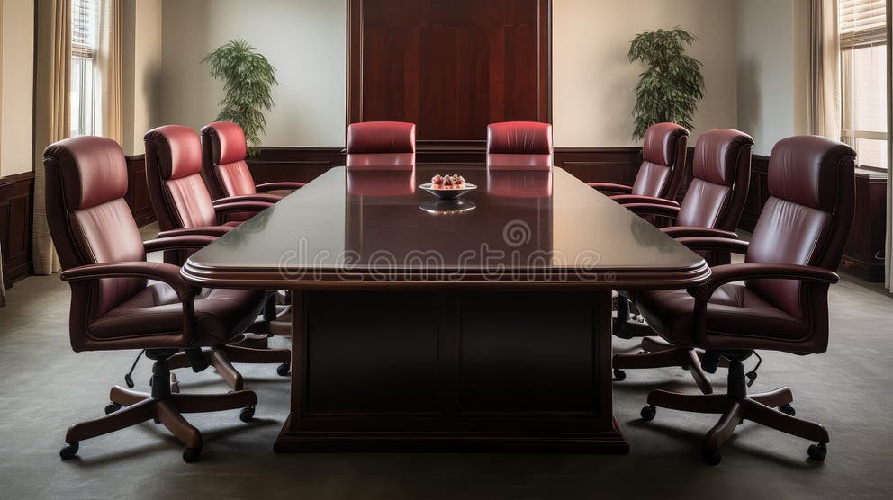 Long Empty Conference Table Stock Illustration - Illustration of ...