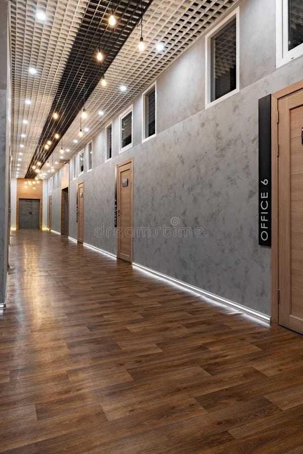 Long Empty Hall in New Business Office Stock Photo - Image of hallway ...