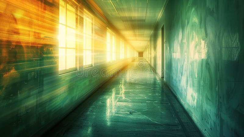 A Long and Empty Hallway with Bright Light at the End Stock ...