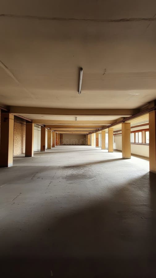 A Long, Empty Hallway with a Few Windows Stock Illustration ...