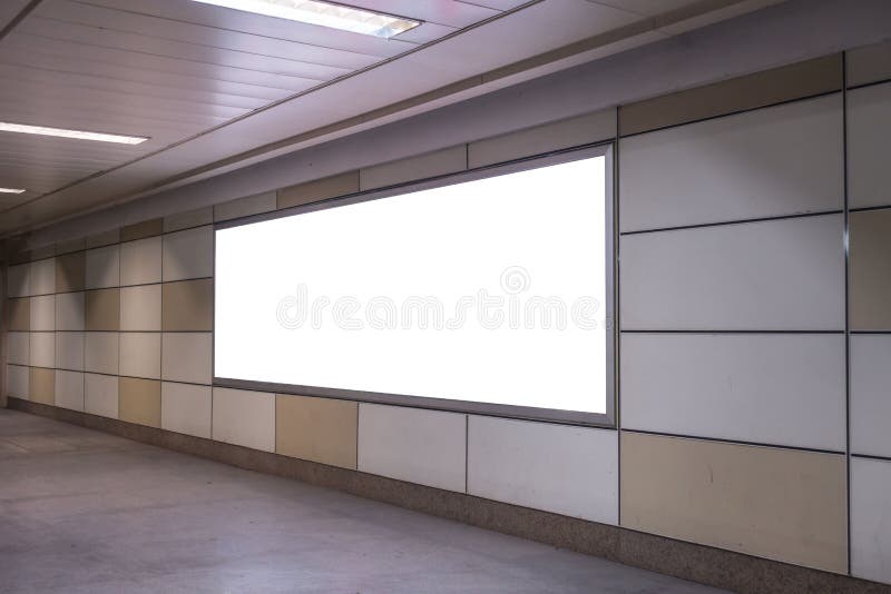 Long Empty Hallway with White Screens on the Wall Stock Photo - Image ...