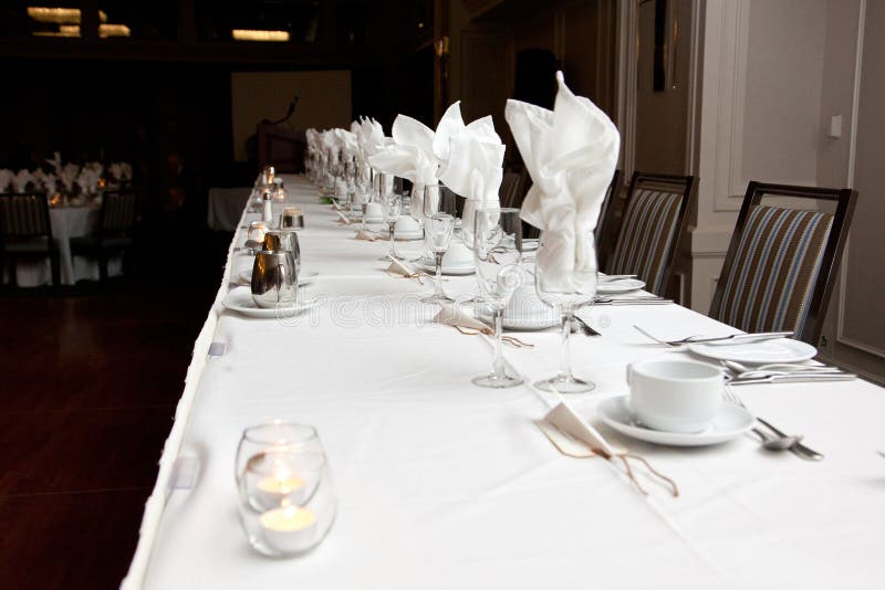 Long Empty Table for Reception or Dining Stock Image - Image of ...