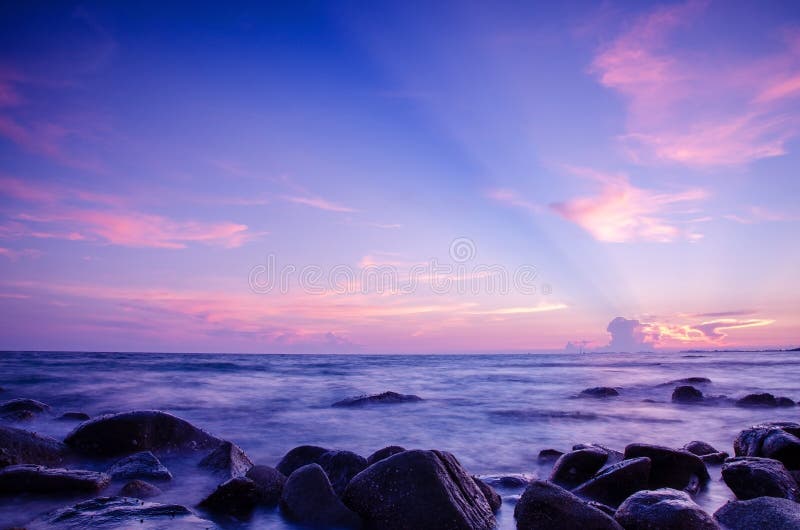 Beautiful Sky and Sea Under Sunset Stock Photo - Image of rock ...