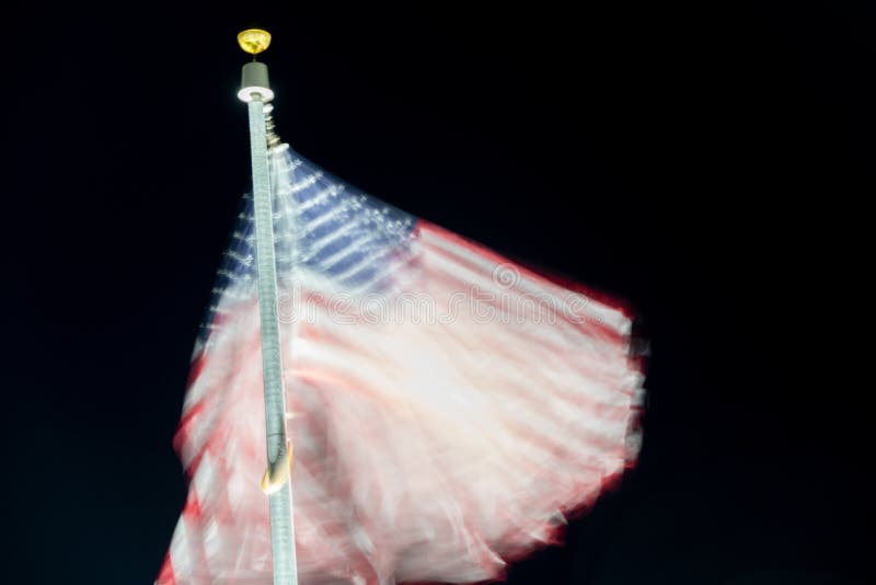 Long Exposure of American Flag Waving at Night Stock Image - Image of ...