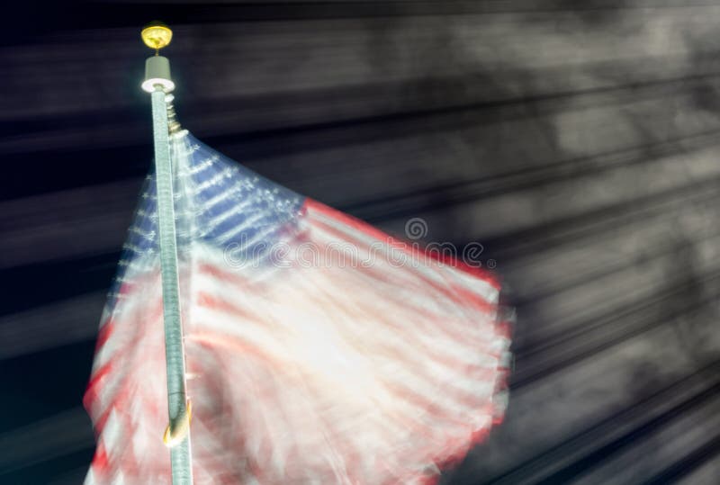 Long Exposure of American Flag Waving at Night Stock Image - Image of ...