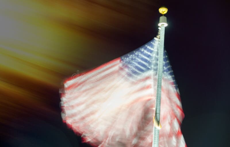 Long Exposure of American Flag Waving at Night Stock Image - Image of ...
