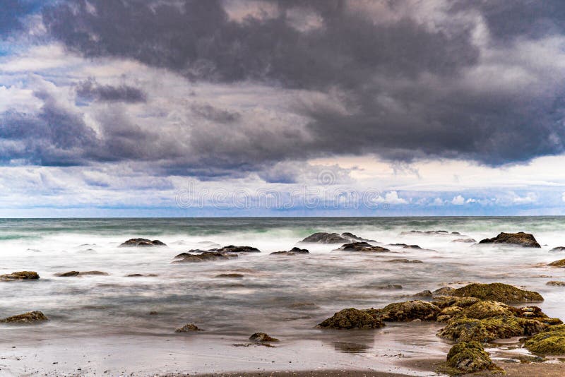 Long Exposure of the Beach on the Oregon Coast Stock Photo - Image of ...