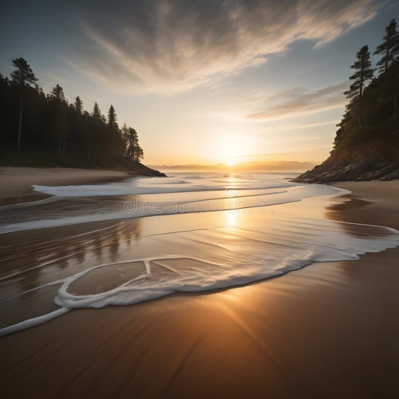 Long Exposure of a Beautiful Sunset on the Beach. Long Exposure ...