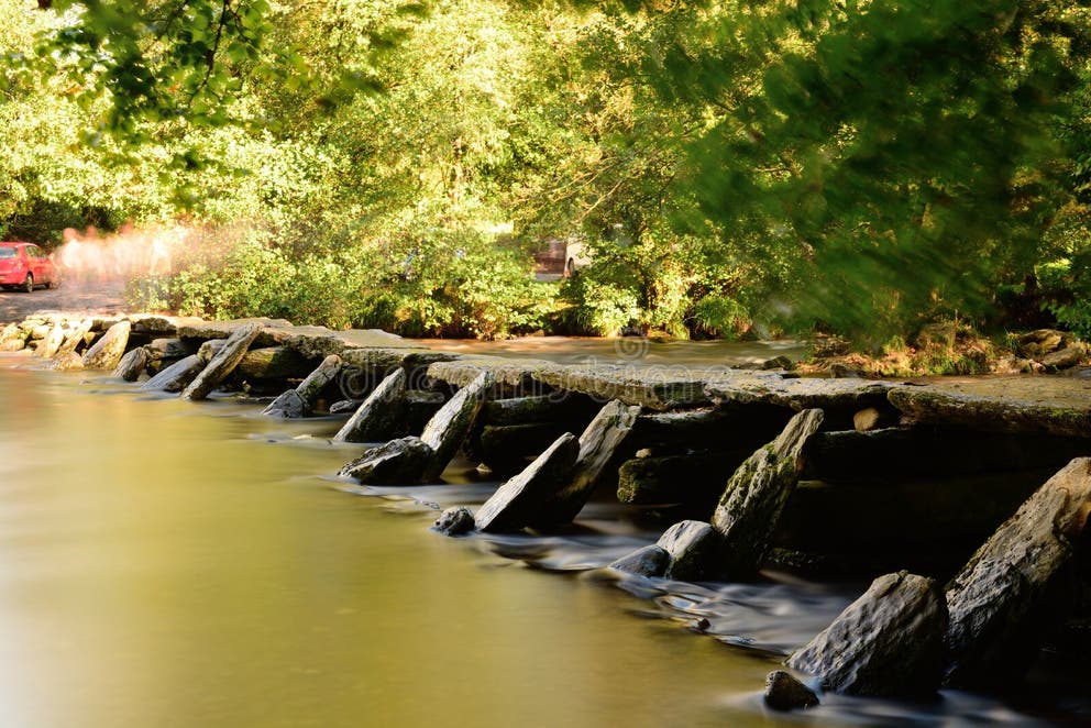Bridge at Tarr Steps in Devon Stock Image - Image of rocky, beautiful ...