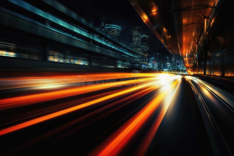Long Exposure Capture of Traffic Light Trails on a City Freeway at ...