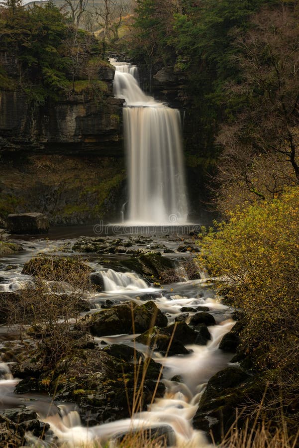 Long Exposure of a Cascading Waterfall, Ingleton Falls Stock Image ...