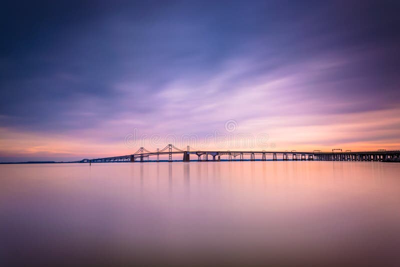 Long Exposure of the Chesapeake Bay Bridge, from Sandy Point Sta Stock ...