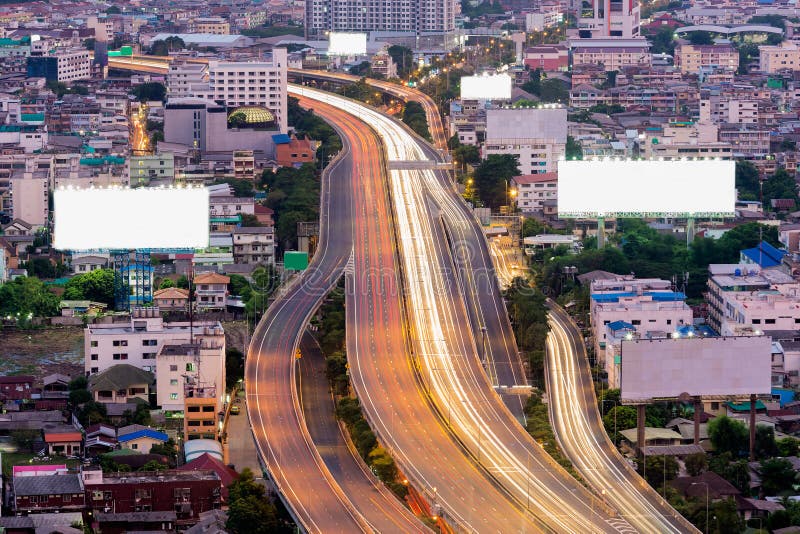 Long Exposure City Downtown Elevated Road Stock Photo - Image of bridge ...