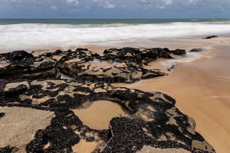 Long Exposure on the Coast. Silky Effect on the Waves on the Beach ...