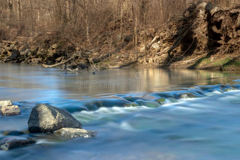 Long Exposure of Cool Clear Water Running Down a Small River in Upstate ...
