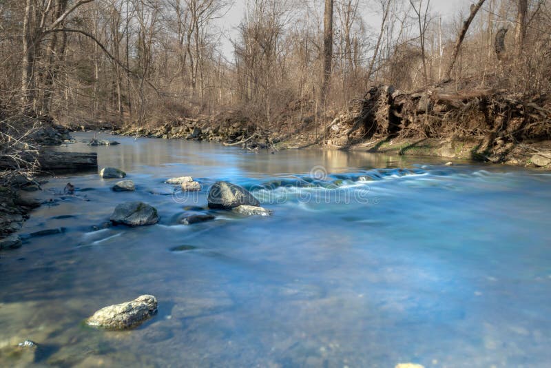 Long Exposure of Cool Clear Water Running Down a Small River in Upstate ...