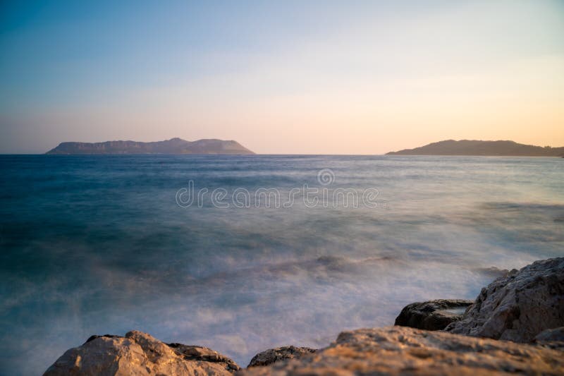 Long Exposure Daytime from the Cliffs To the Sea Stock Photo - Image of ...