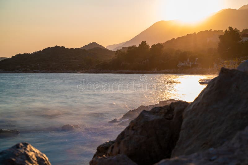 Long Exposure Daytime from the Cliffs To the Sea Stock Photo - Image of ...
