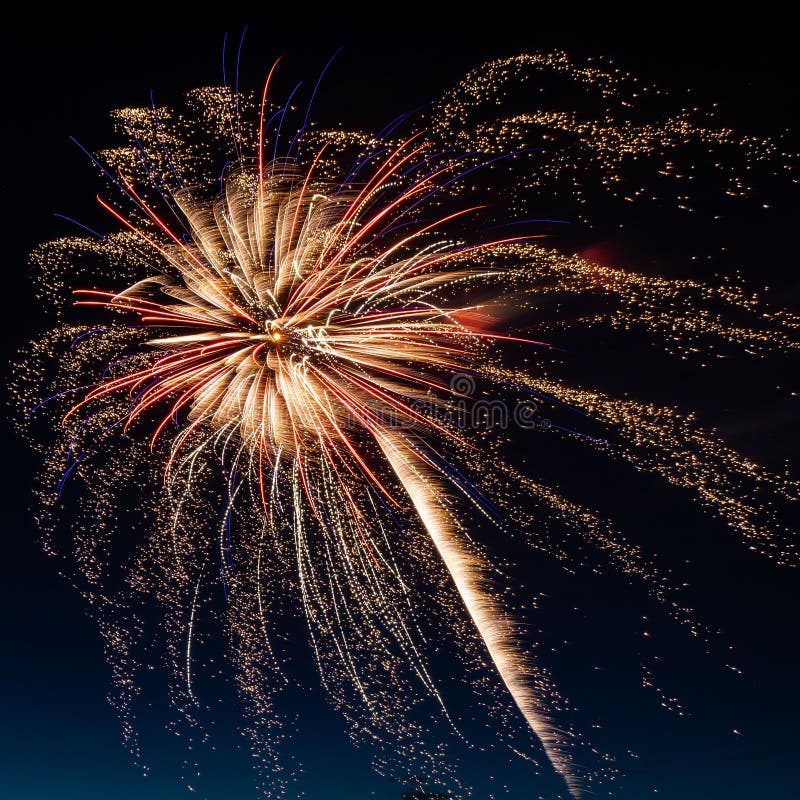 Long Exposure of Fireworks in the Dark Sky Stock Photo - Image of ...