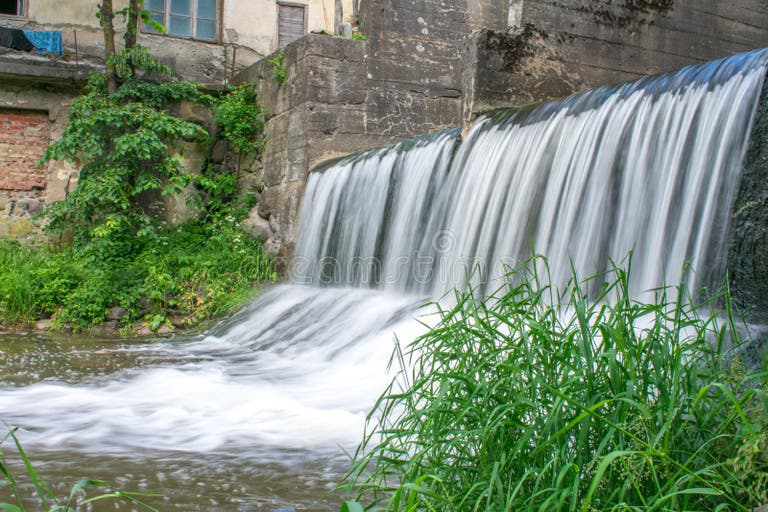 Long Exposure of Floodgate Canal Lock Waterfall Stock Image - Image of ...