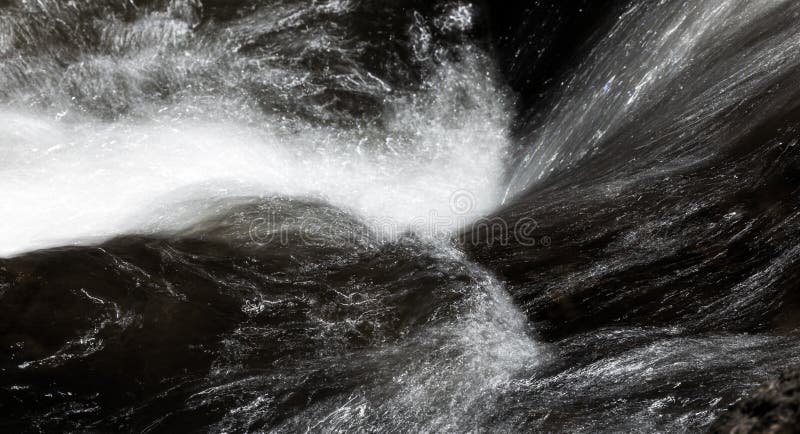 Long Exposure of Flowing Water in Natural Stream with Dark Background ...