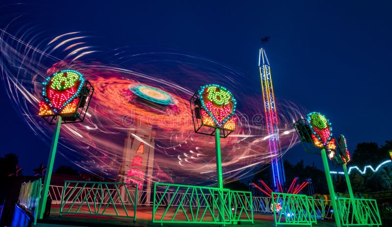 Long Exposure of a Fun Fair at Night Editorial Photo - Image of ...