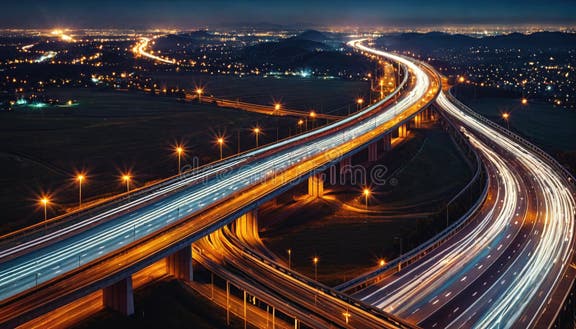 Long Exposure of a Highway Connecting Cities and Countries Stock ...