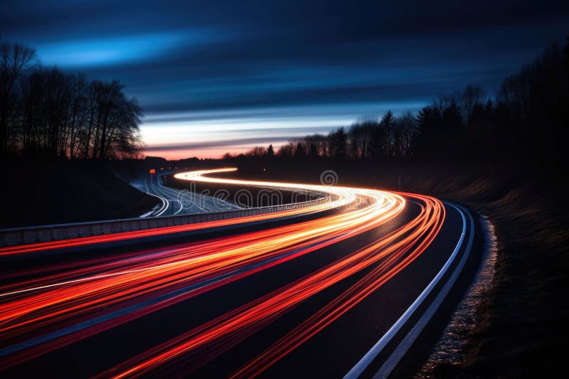 Long Exposure Highway Lights. AI Generated Stock Illustration ...