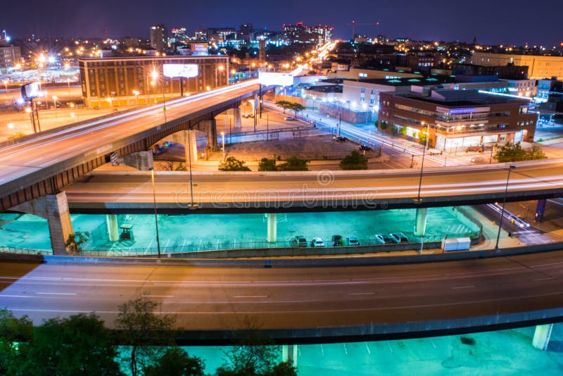 Long Exposure of Highways at Night Time in Baltimore, Maryland ...