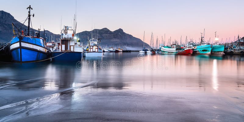 Long Exposure of Hout Bay Harbour at Dawn Editorial Stock Image - Image ...