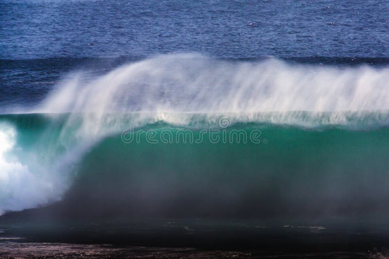 Long Exposure Image of Blue Ocean Big Mavericks Wave, California Stock ...