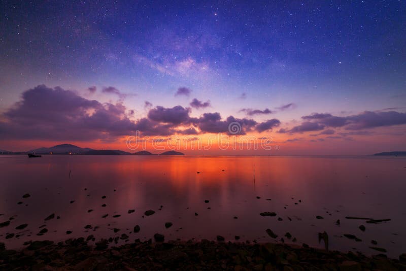 Long Exposure Image of Dramatic Sunset or Sunrise,sky Clouds Over ...