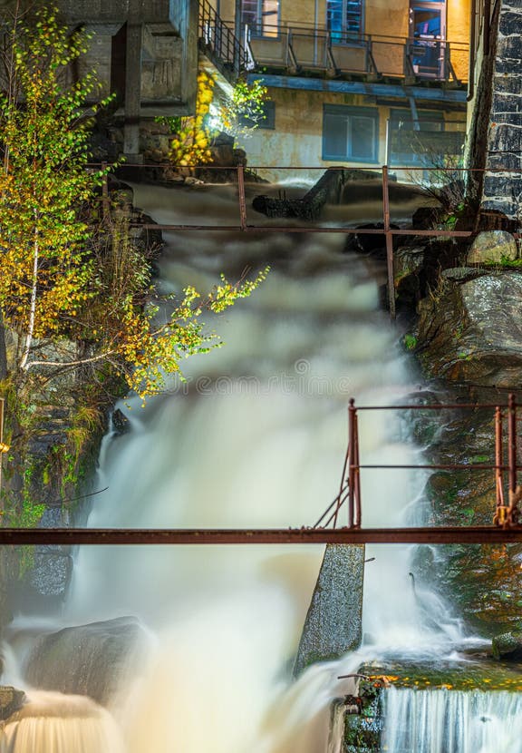 Long Exposure Image of a Water Fall at Night.. Stock Photo - Image of ...