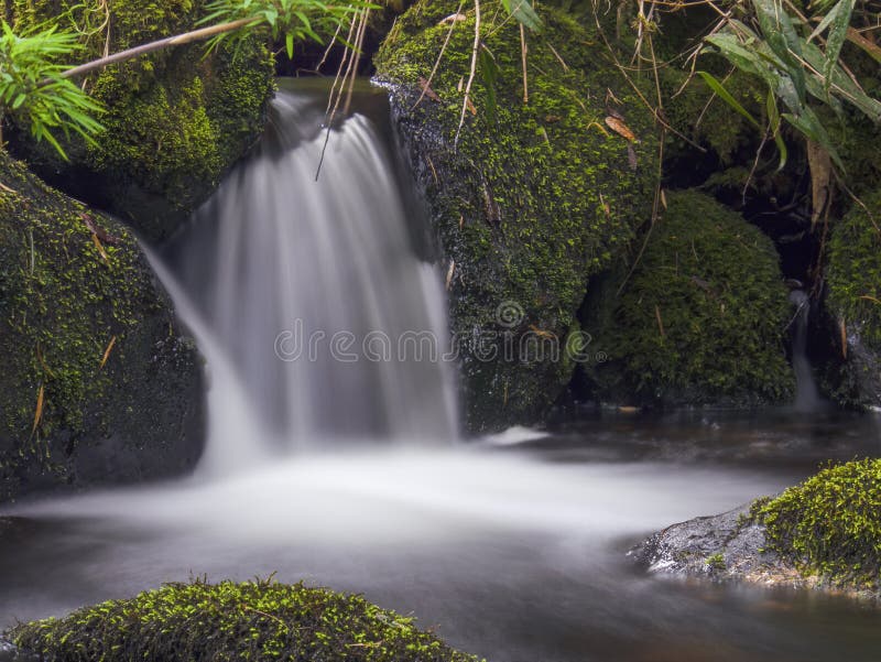 Long-exposure Photography of the Stream and Waterfalls of a Rocky Creek ...