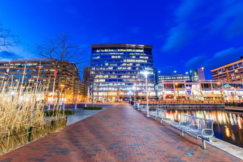 Long Exposure of the Inner Harbor at Night in Baltimore, Maryland ...