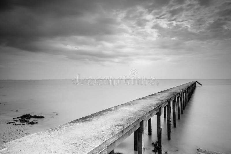 Long Exposure Jetty in Black & White Stock Image - Image of water ...