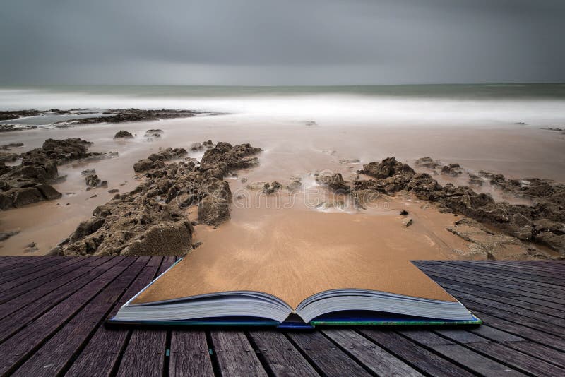 Long Exposure Landscape Beach Scene with Moody Sky Creative Concept ...