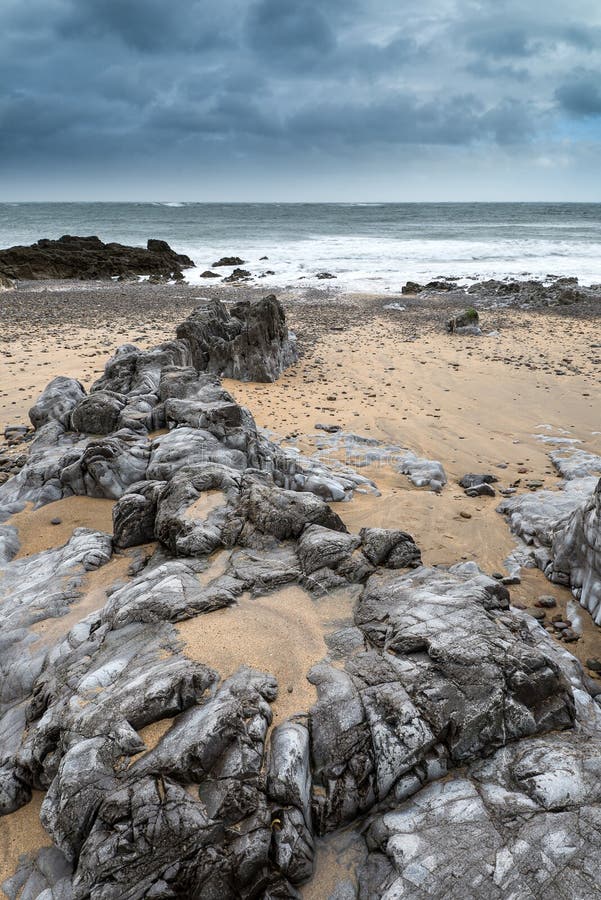 Long Exposure Landscape Beach Scene with Moody Sky Stock Photo - Image ...