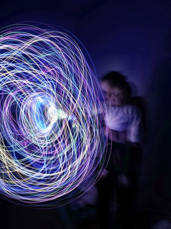 Long Exposure of Led Lights Creating Circles Stock Illustration ...