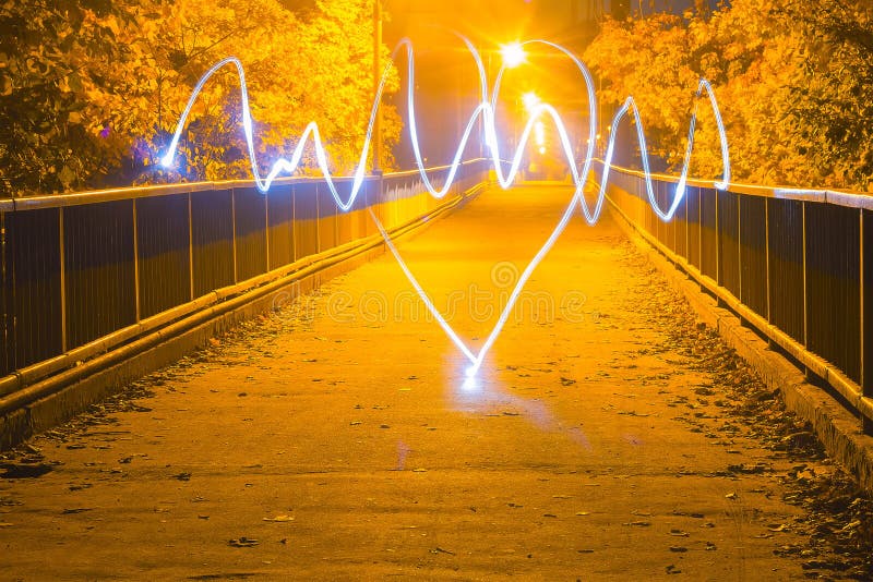 Long Exposure, Light Painting Heart Stock Image - Image of beautiful ...