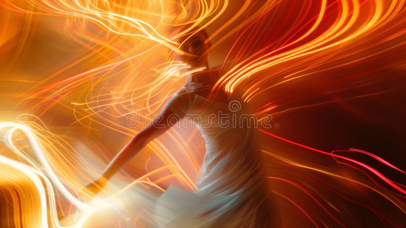 Long Exposure Light Trails of a Dancing Figure Stock Illustration ...