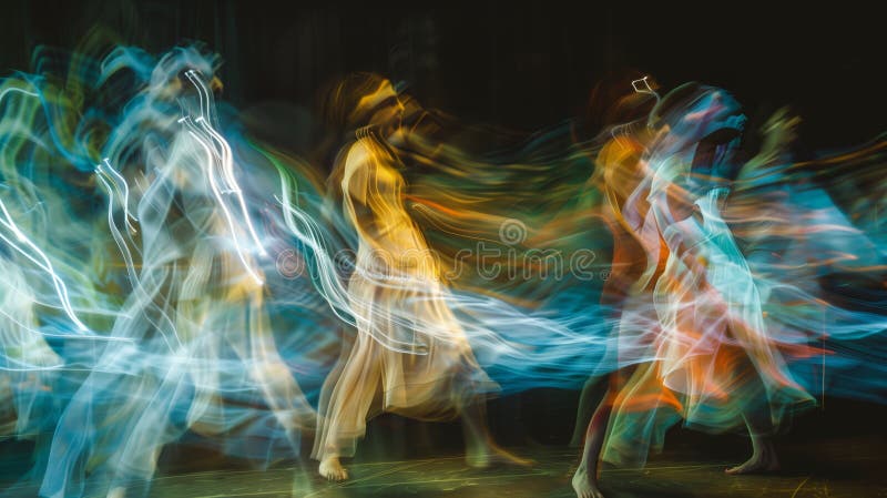 Long Exposure Light Trails of a Dancing Figure Stock Photo - Image of ...