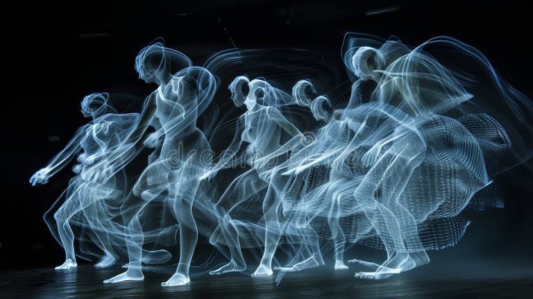 Long Exposure Light Trails of a Dancing Figure Stock Photo - Image of ...