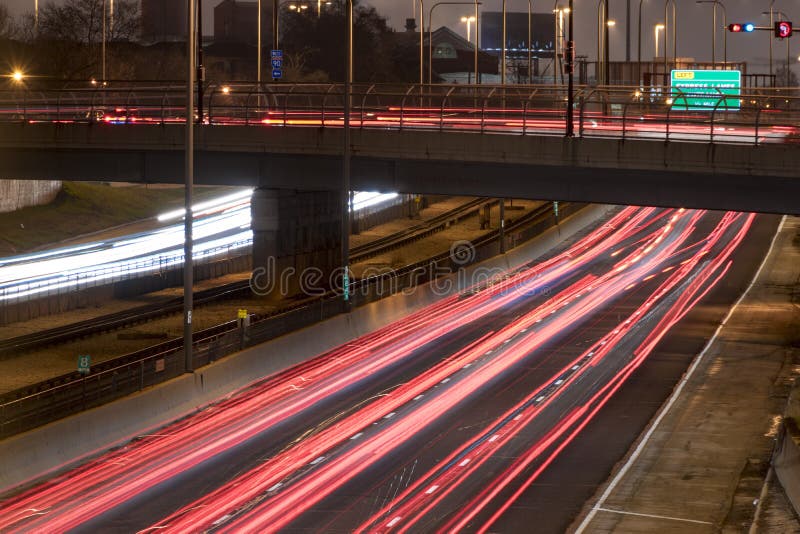 Light Trails on an Interstate Stock Photo - Image of illinois ...
