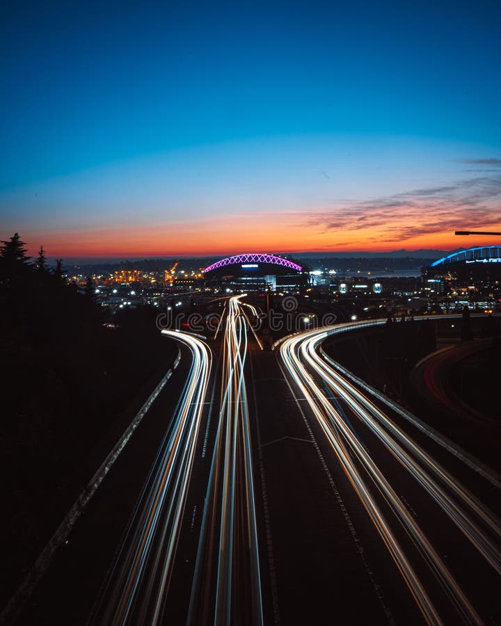 Long Exposure of Narrow Streets during the Golden Hour in the Downtown ...