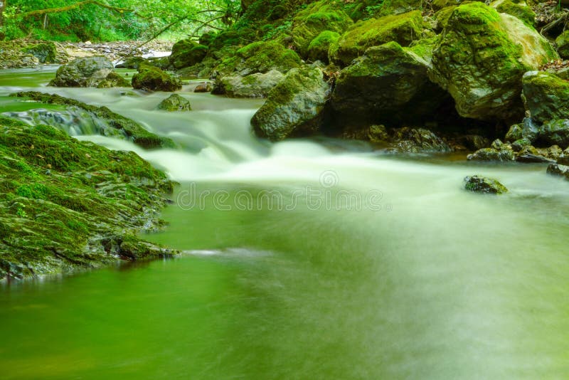 Long Exposure of Natural Water Stream Stock Image - Image of close ...