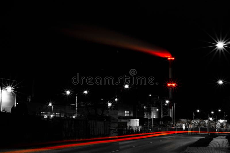 Long Exposure Night View of a Street with Red and White Lights Stock ...