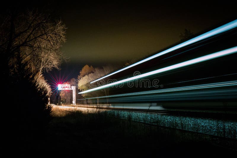 Long Exposure of a Norfolk Southern Train Moving at Night Editorial ...